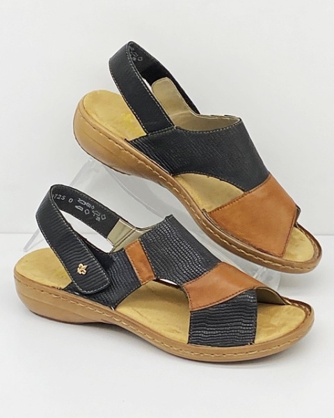 Sandały Rieker 608S4-00, czarno-brązowe, tęgość G > Sandały Rieker ...